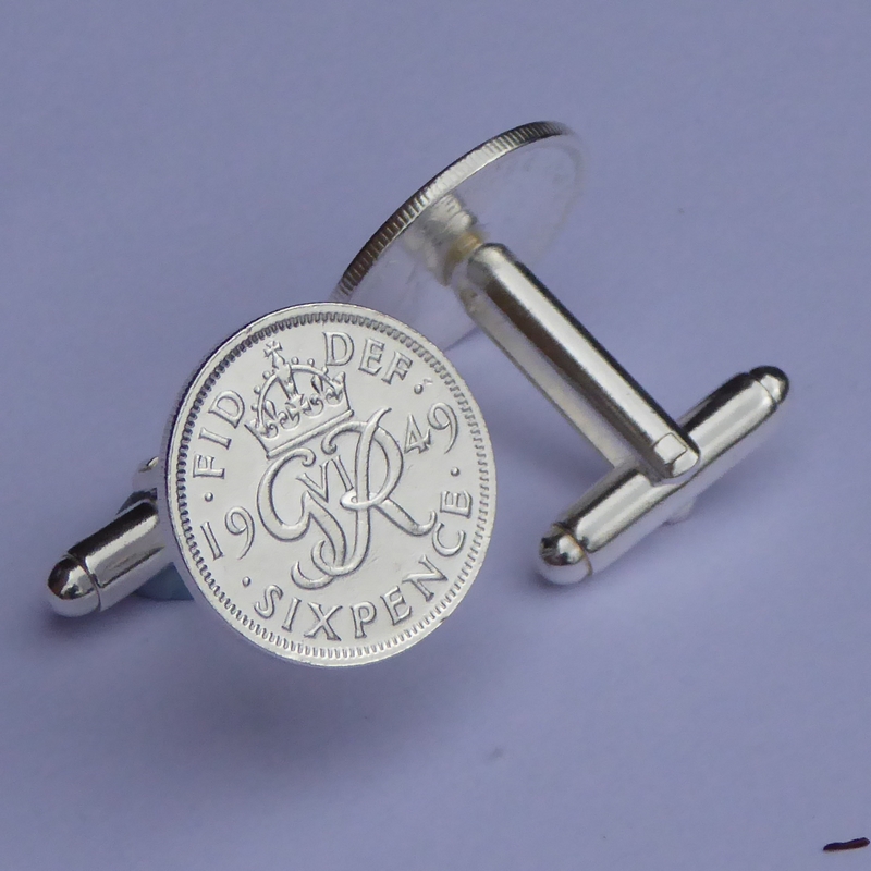 Coin cufflinks personalised with a year of birth. Coinwear coin cufflinks