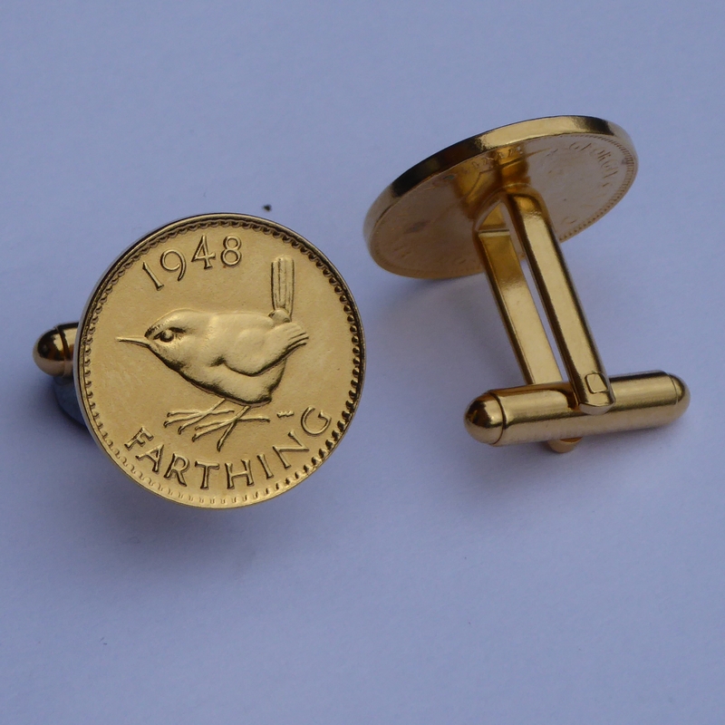 Coin cufflinks personalised with a year of birth. Coinwear coin cufflinks